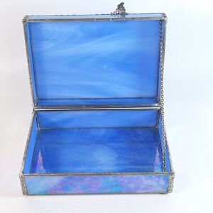 Accents | Handmade Opalescent Blue Stained Glass Keepsake Box | Poshmark